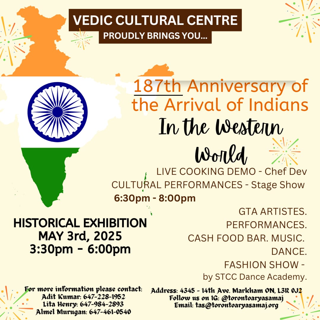 Annual Indian Arrival Day celebrations – Toronto Arya Samaj